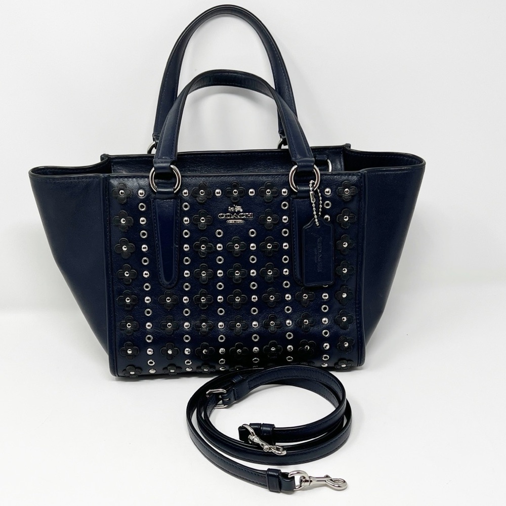 Coach Navy And Black Mini Crosby Carryall In Floral R… - Gem